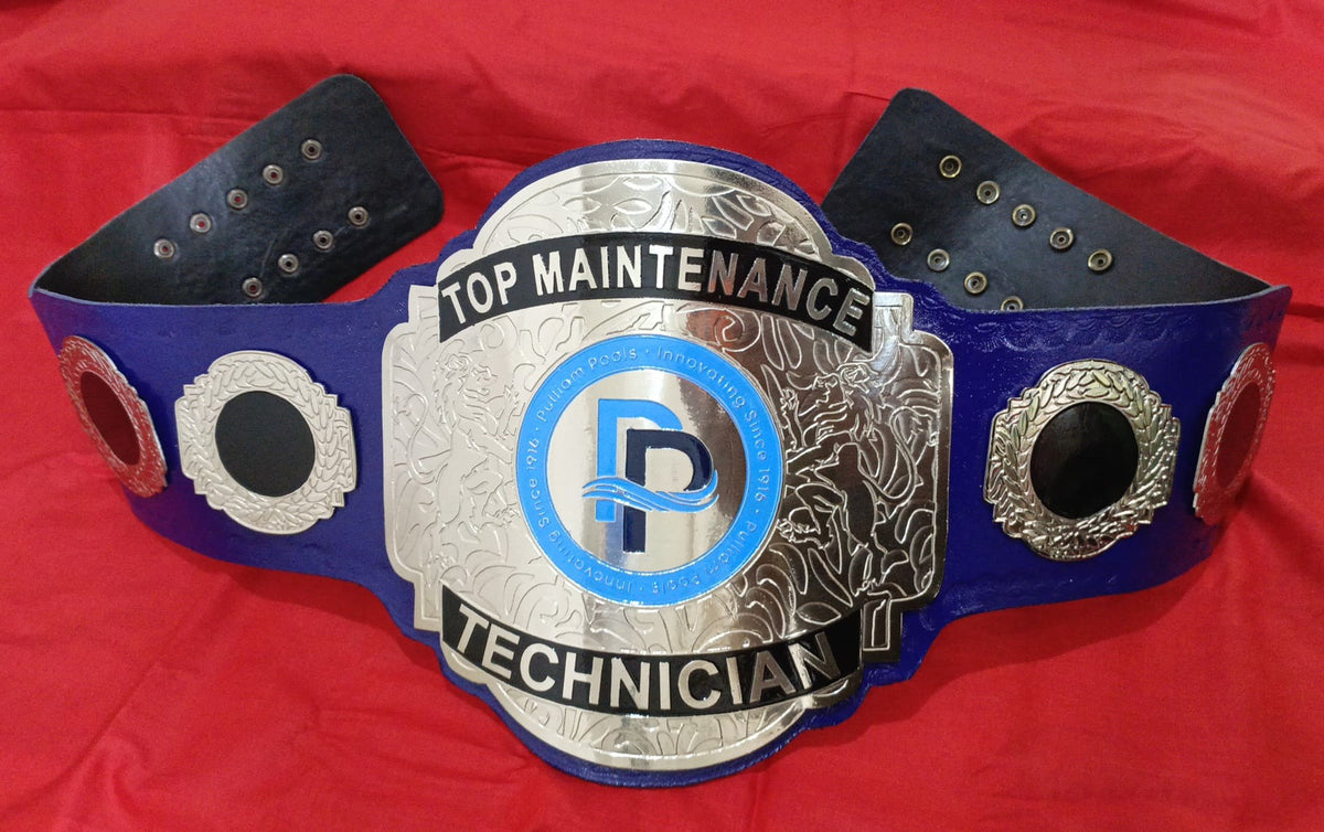 Custom Name and Pulliam Pools Logo Wrestling Championship Belt